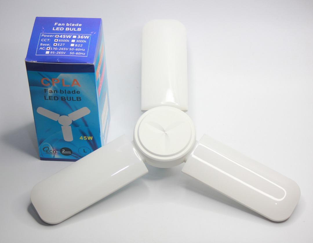 CPLA FAN BLADE LED BULB, 3 BLADES LIGHT, E27 SOCKET, 45W 6500K AC170 ...
