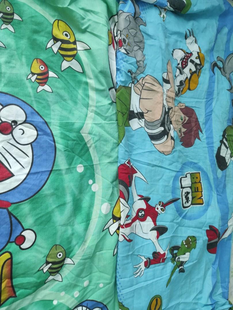 Doremon Ben 10 Single size and floral king size bedsheets and bolster ...