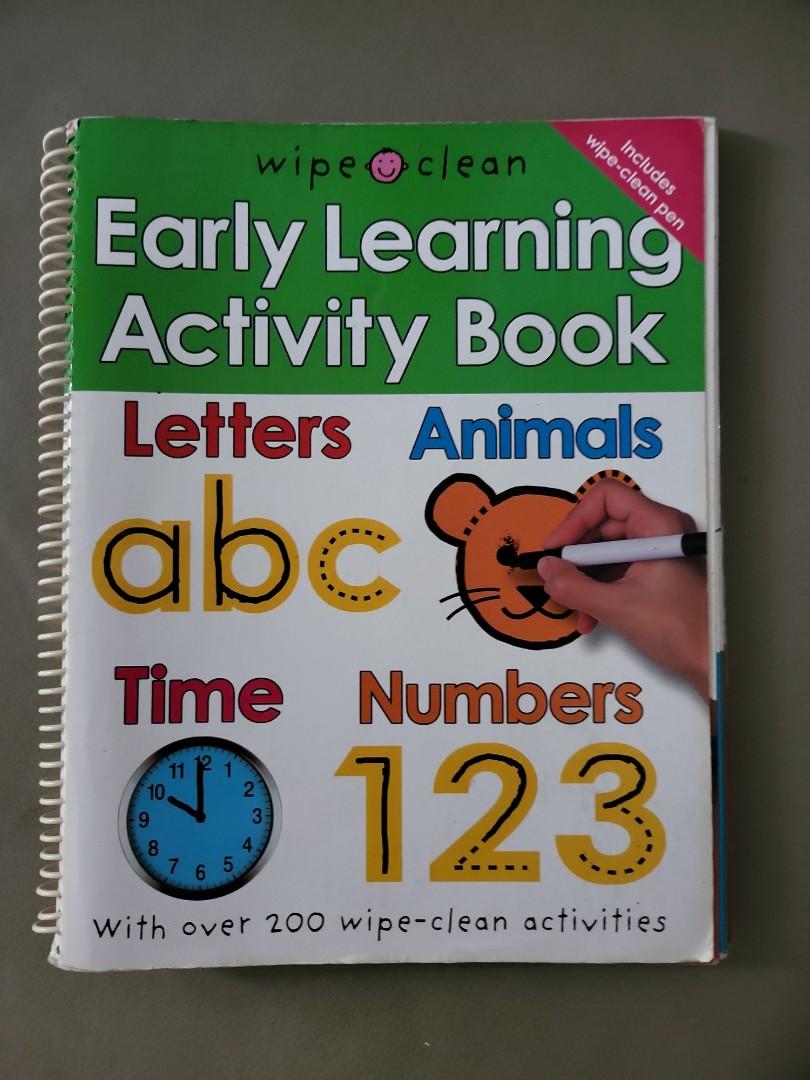 Early learning activity book wipe clean educational letter number time ...