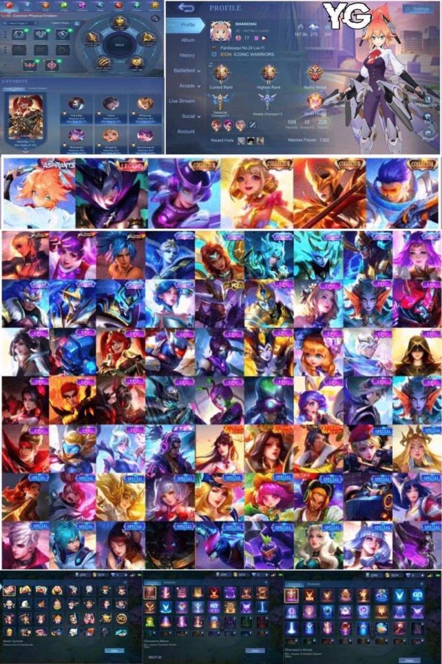 Fanny Aspirants + Legend Miya + Wanwan Coll + Angela Coll + Pharsa Coll ...