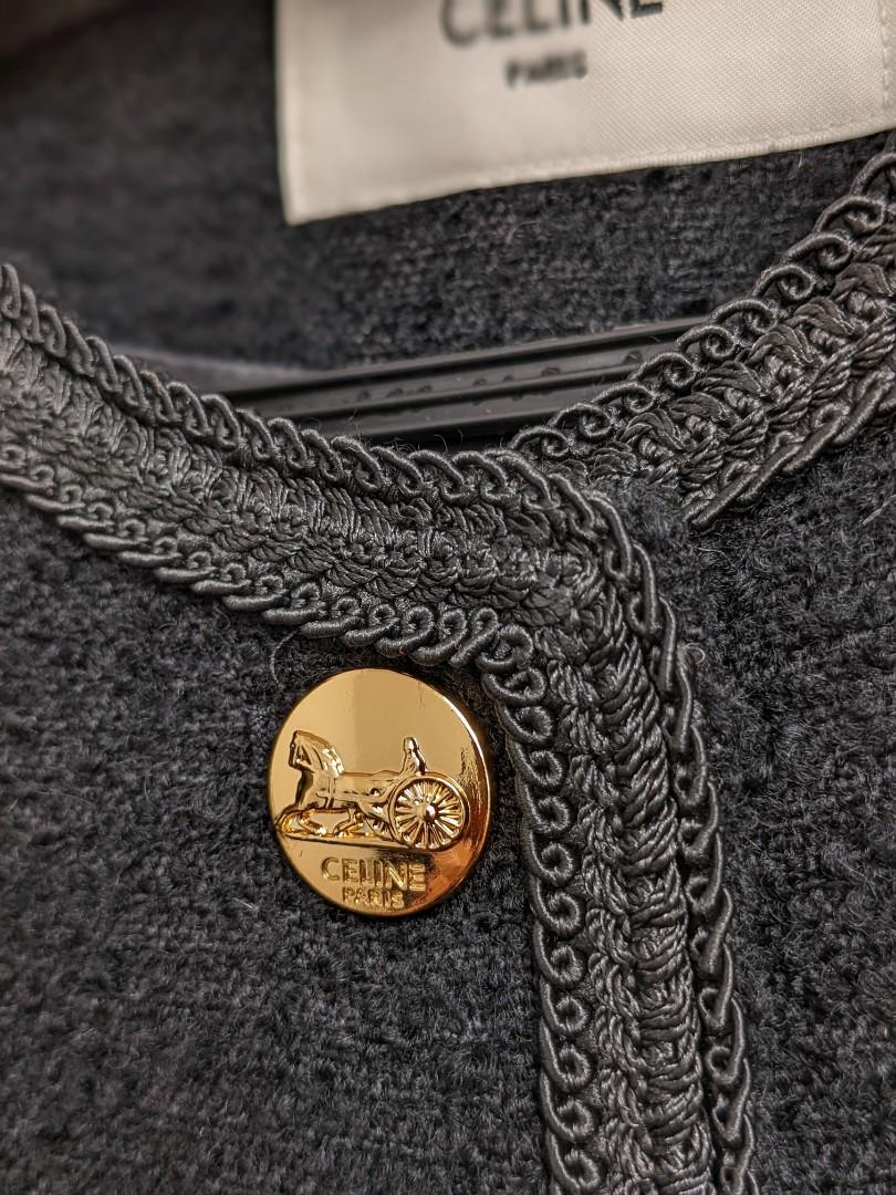 [Free Delivery] Celine Black Tweed Jacket with Gold Hardware, Women's ...