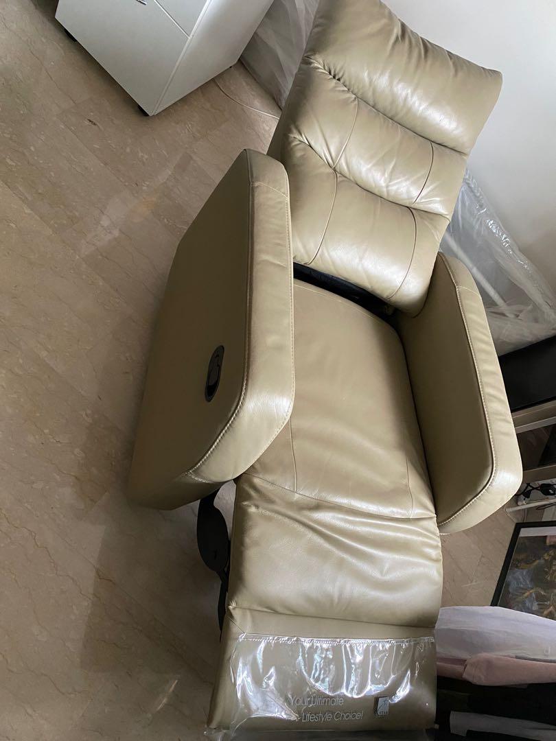 Half leather reclining single seater, Furniture & Home Living ...