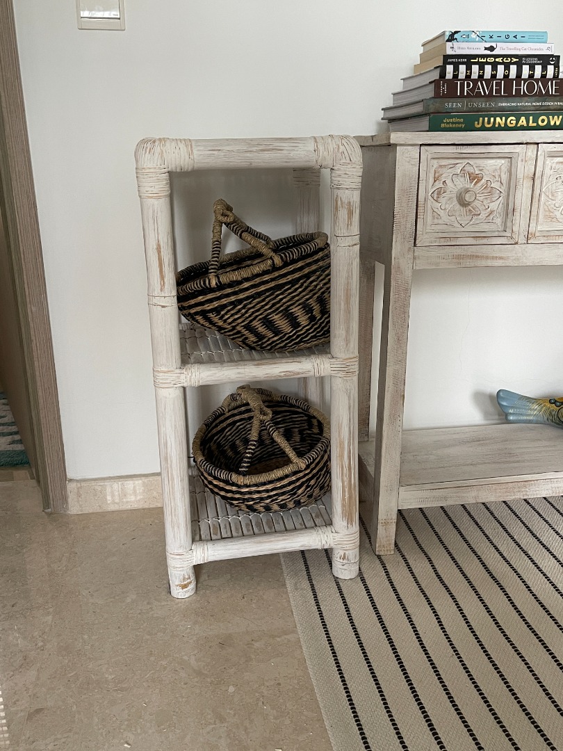 Island Living Milla Bamboo Display Shelves - White Wash SMALL ...