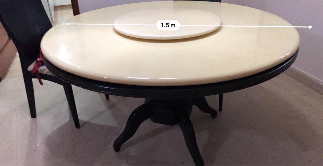 Large Round Dining Table with Compressed marble top, Furniture & Home ...