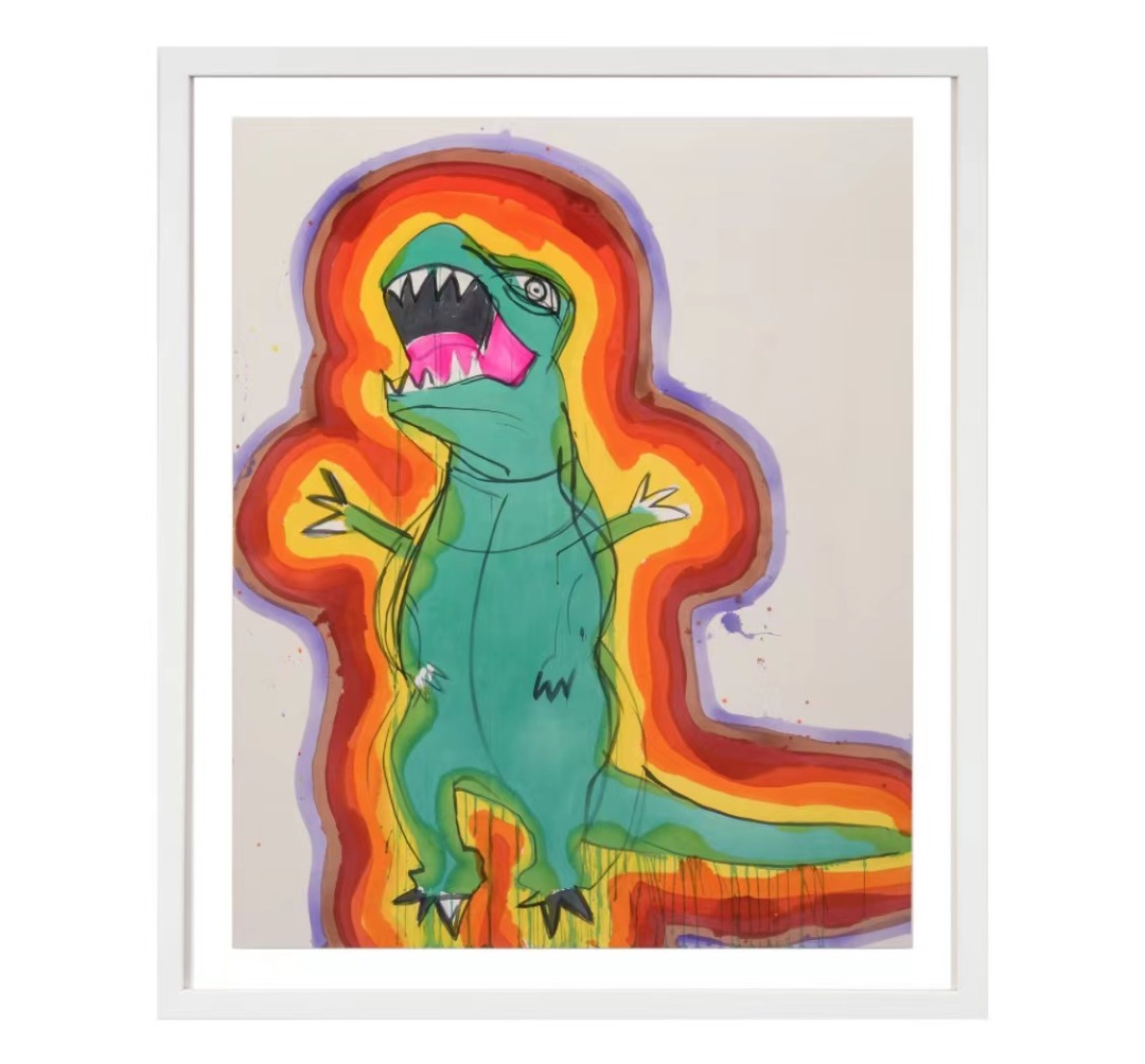 Liz Markus / 限量40 " Giant Green TRex " 親筆簽名 art print 版畫, 興趣及遊戲, 手作＆自家 ...