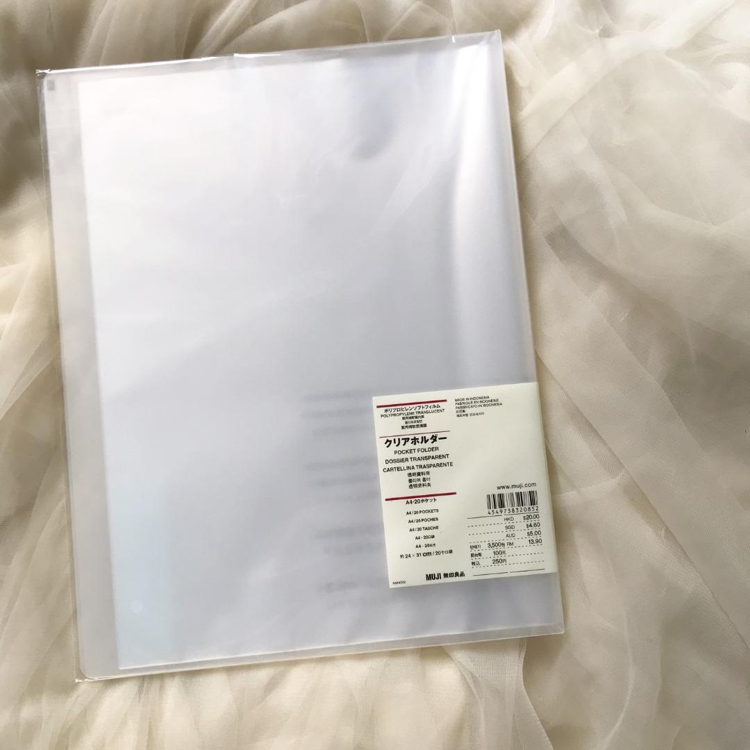 MUJI A4 Clear File / 20 Pockets, Hobbies & Toys, Stationary & Craft ...