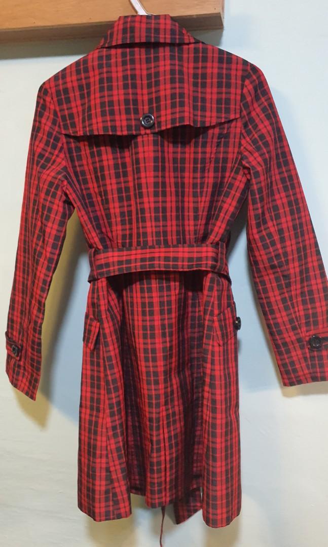 New Red checkered trench coat, Women's Fashion, Coats, Jackets and ...