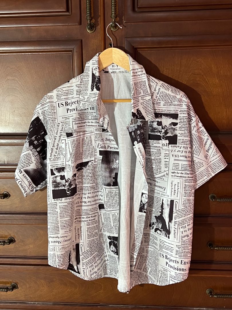 Newspaper Print Top, Women's Fashion, Tops, Others Tops on Carousell