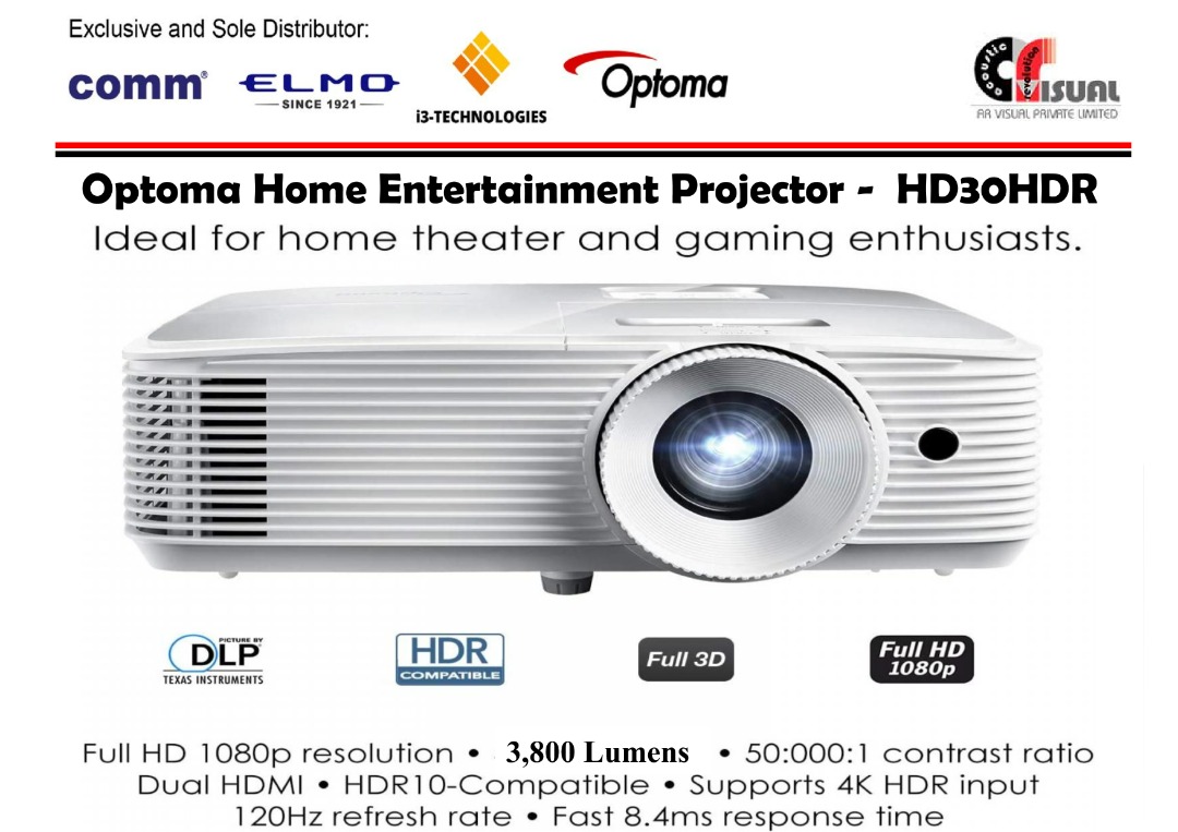 Optoma HD30HDR - Full HD, 3,800 Lumens, Gaming Home Entertainment ...