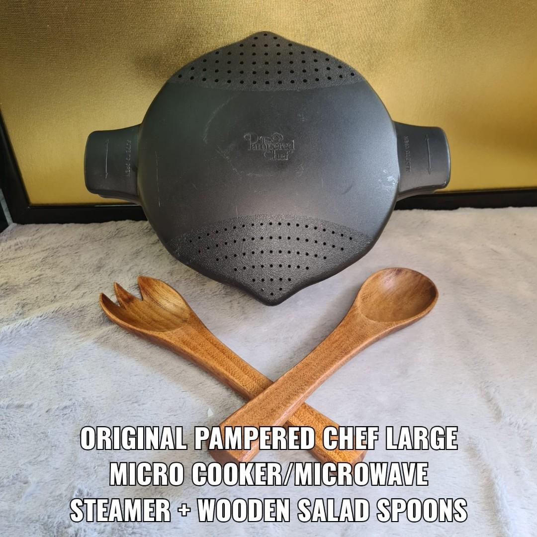 ORIGIN PAMPERED CHEF LARGE MICRO COOKER MICROWAVE STEAMER + WOODEN ...