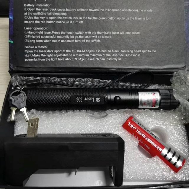 Powerful 303 532nm Pencil Green Laser Indicator Flashlight External ...