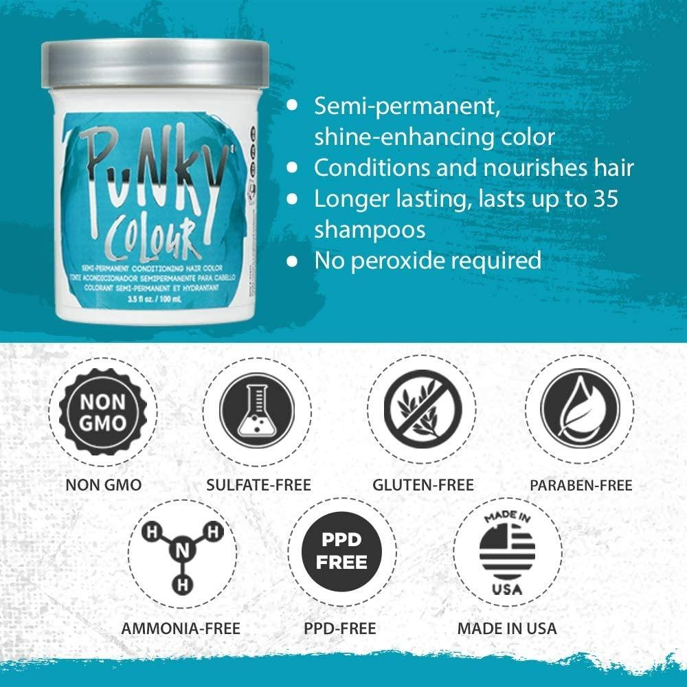 Punky Colour, Semi-Permanent Conditioning Hair Color, Turquoise, 3.5 fl ...