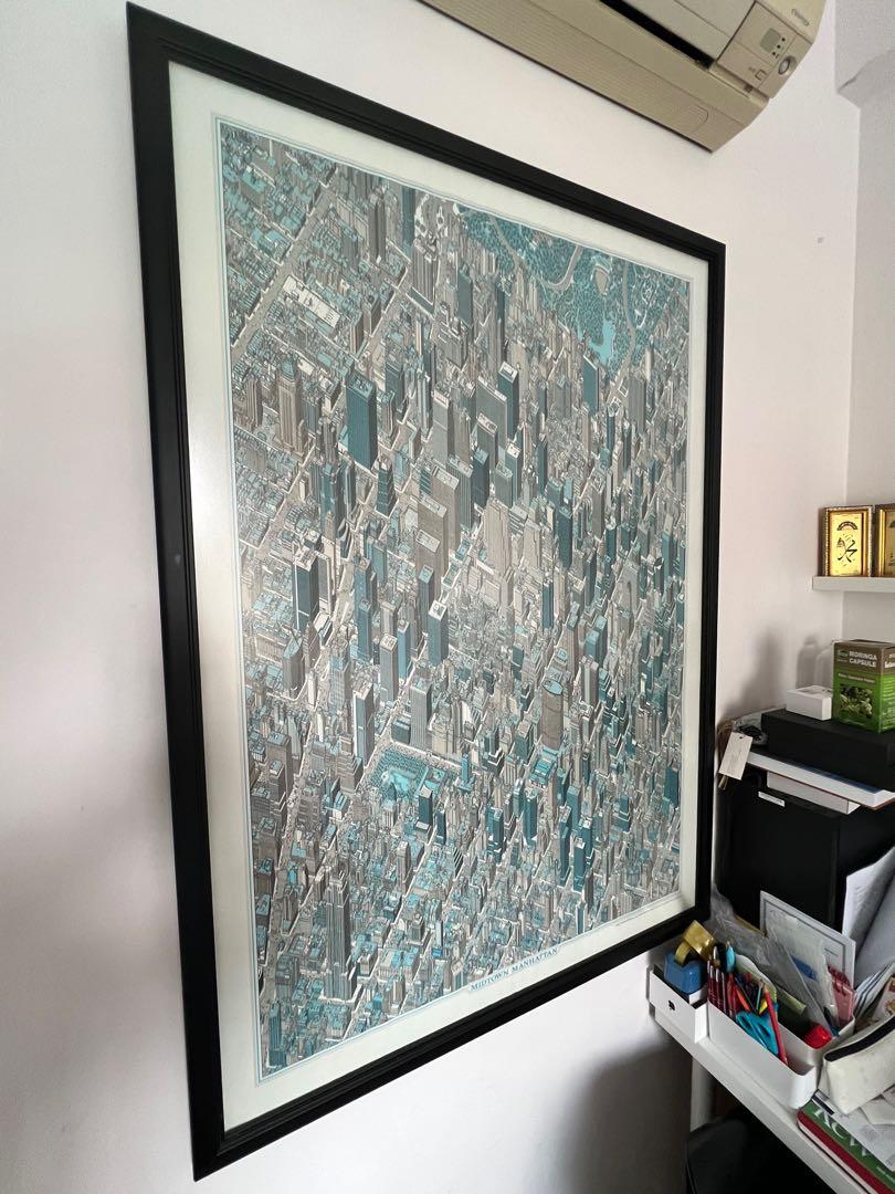 Rare Manhattan Map Art Print By Tadashi Ishihara 2000 Osaka Japan Hobbies And Toys Stationery