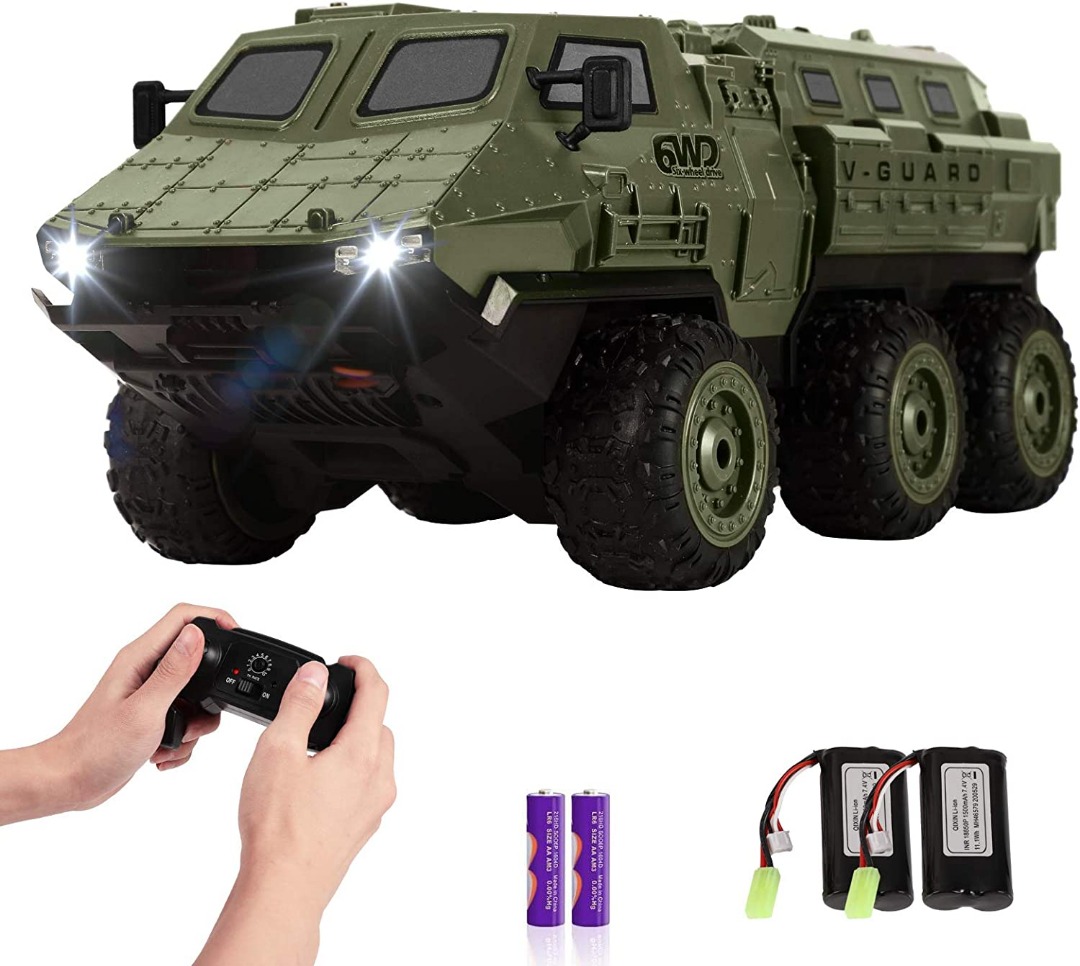 RC Cars, 1/16 Scale RC Military Truck, 6WD 2.4GHz 98 Foot RC Distance ...