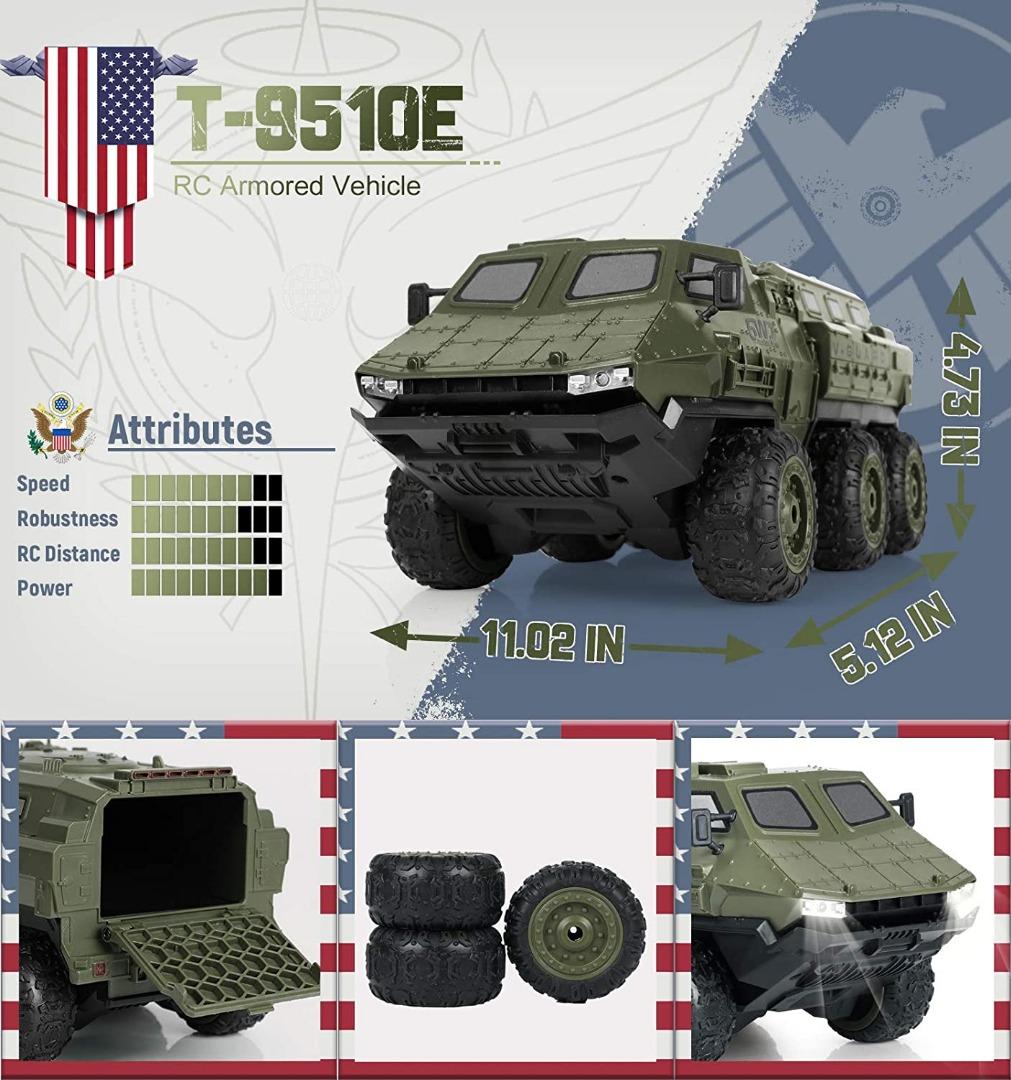 RC Cars, 1/16 Scale RC Military Truck, 6WD 2.4GHz 98 Foot RC Distance ...