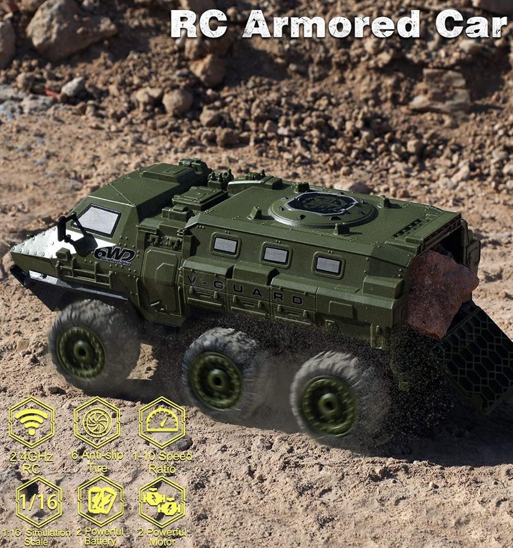 RC Cars, 1/16 Scale RC Military Truck, 6WD 2.4GHz 98 Foot RC Distance ...