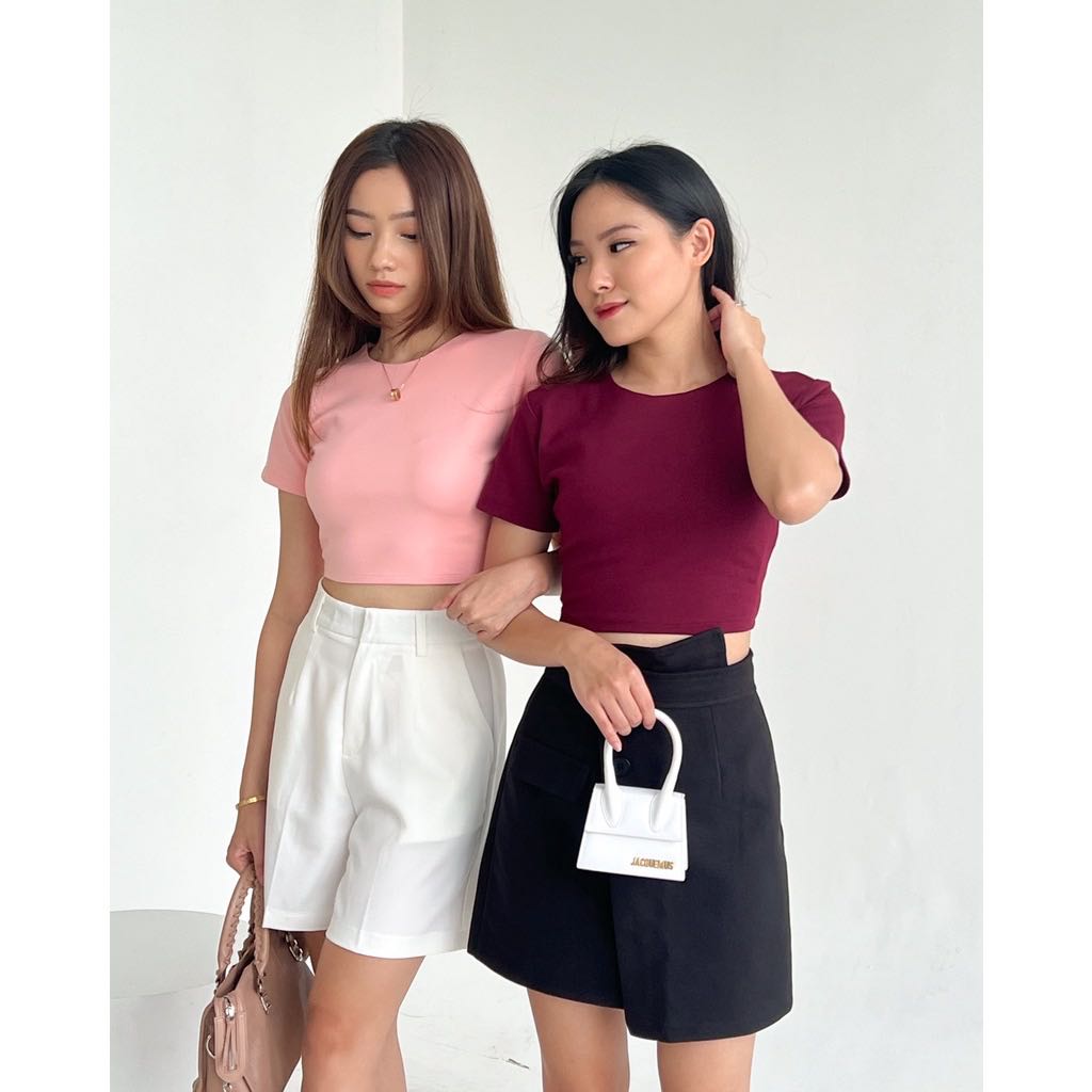 Cruz Top Maroon (Modelano), Fesyen Wanita, Pakaian Wanita, Atasan di Carousell