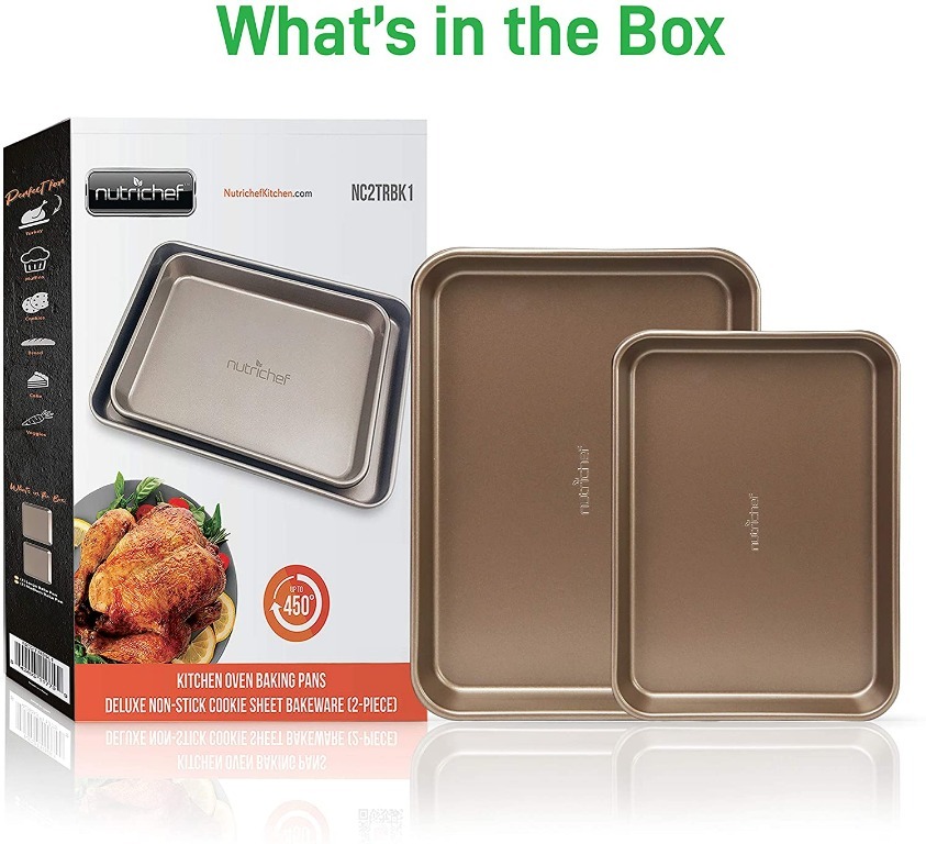 [sg stock] NutriChef 2-Pc. Nonstick Cookie Sheet Pan-Professional ...