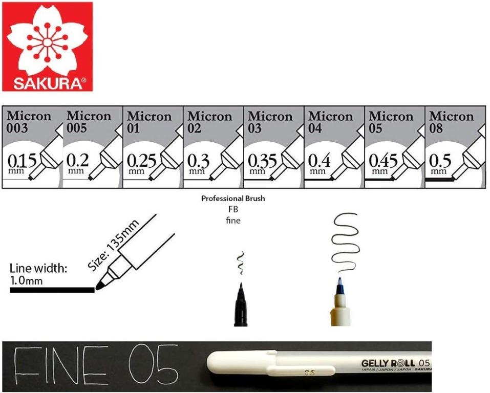 [sg stock] Sakura Pigma Micron fineliner pens 12 piece, Full range drawing set black with ...