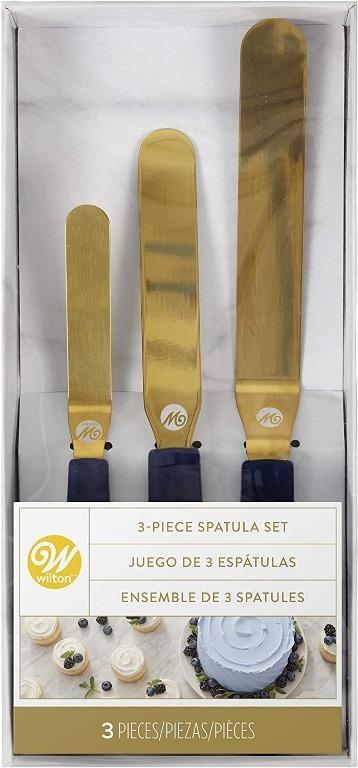 [sg stock] Wilton 409-0-0012 Navy Blue and Gold Icing Spatula Set, 3 ...