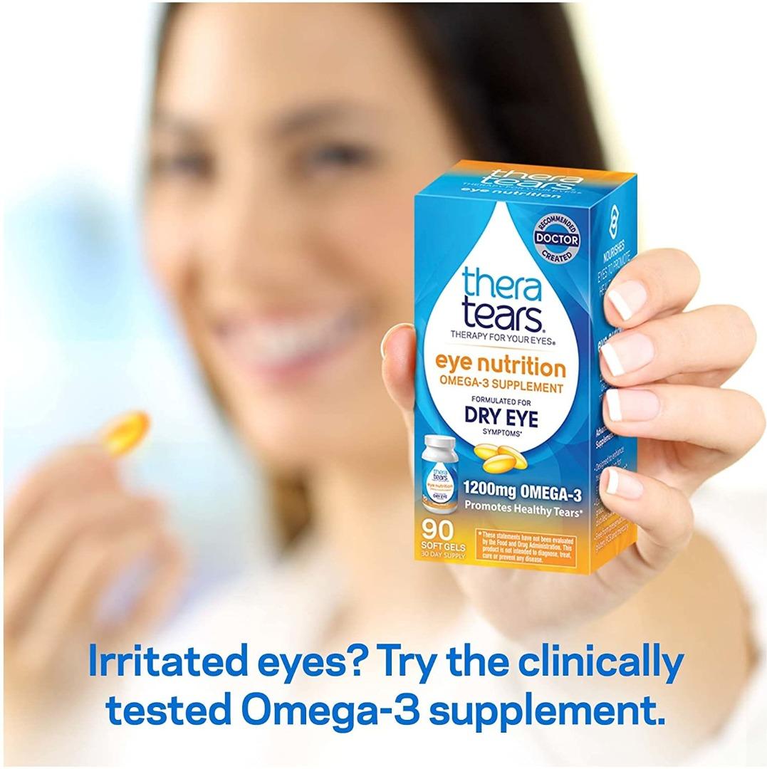 Thera Tears Eye Nutrition 1200mg Omega-3 Eye Supplement Theratears 90 ...