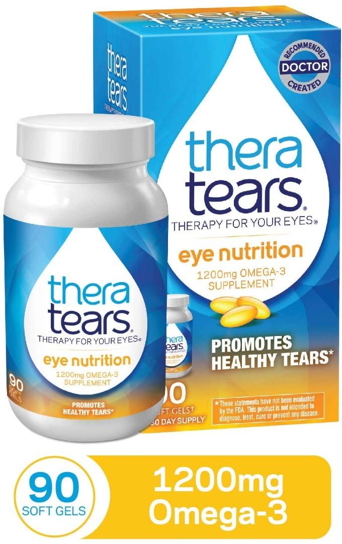 Thera Tears Eye Nutrition 1200mg Omega-3 Eye Supplement Theratears 90 ...