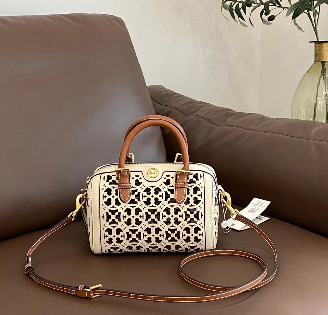 Tory Burch Laser cut boston bag, Women's Fashion, Bags & Wallets ...