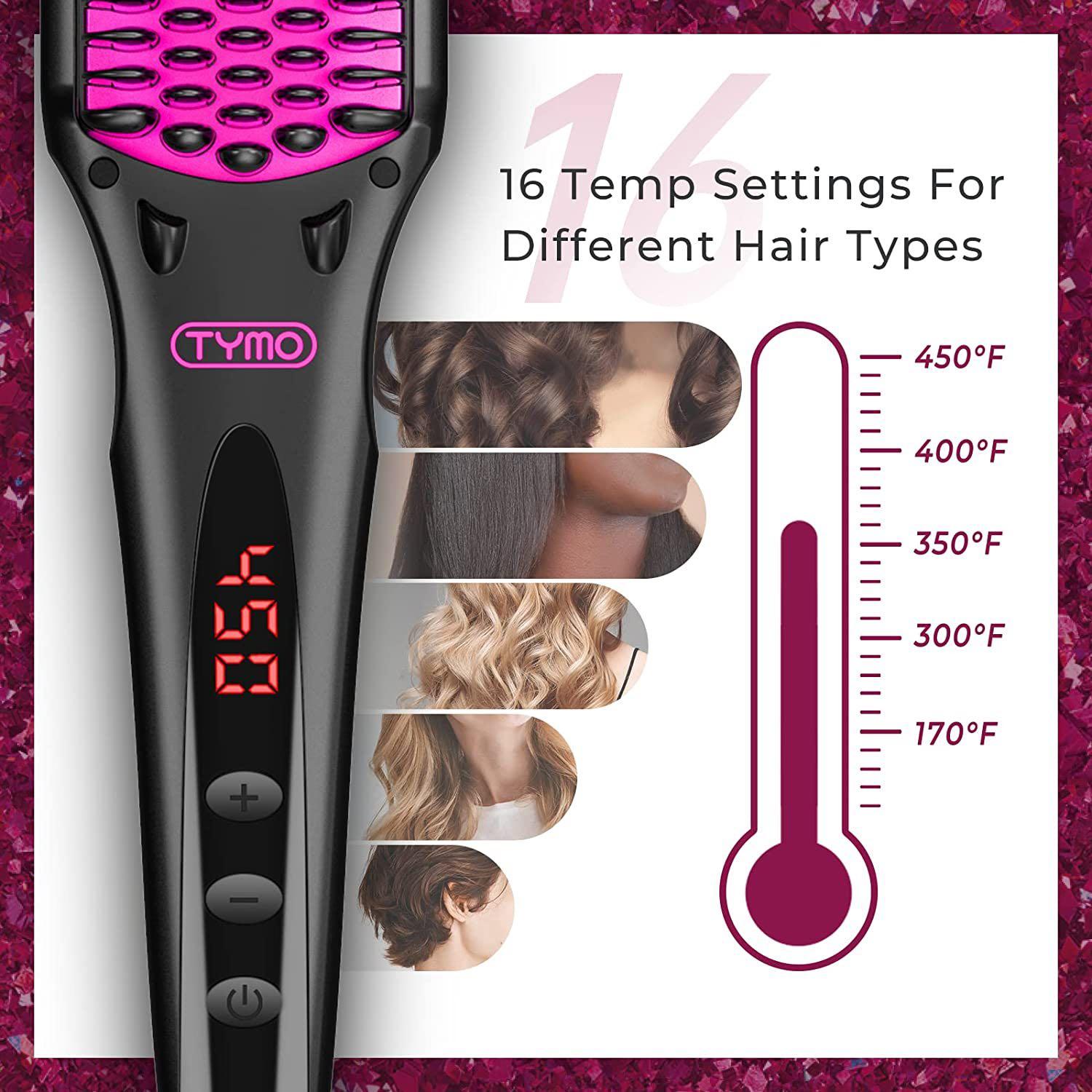 TYMO iONIC Hair Straightener Brush HC101 Enhanced Ionic for Frizz Free ...