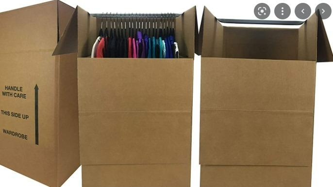 2 wardrobe moving cardboard boxes - used once - 55 x 55 x 105 cm ...