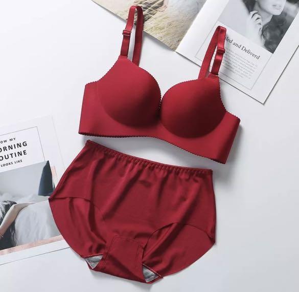 Wine Red Bra & Matching Panties, Women's Fashion, New Undergarments ...