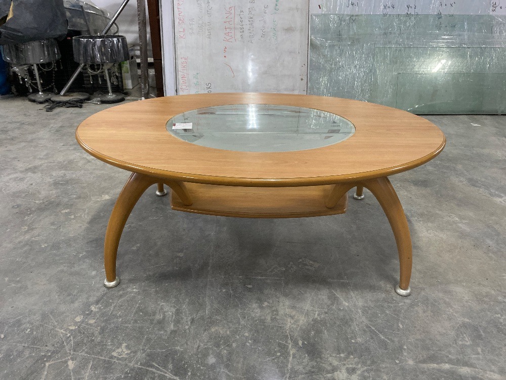 Wooden Round Coffee Table / Meja Kopi Bulat Kayu, Furniture & Home ...