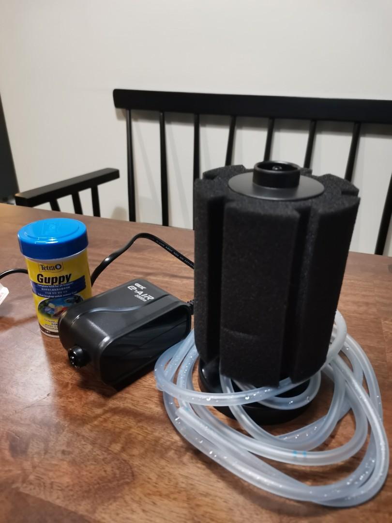Air Pump + filter + fish food. Gex e-air 1000sb, Pet Supplies, Homes ...