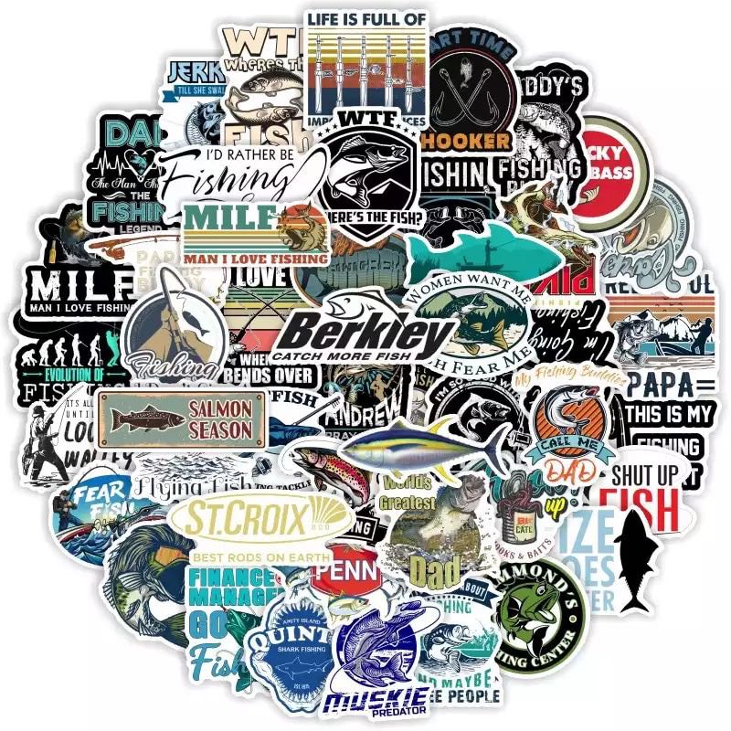 (Stickers) 50pc Fishing Hobby Professional Blue Marlin Trout Pike Rod ...