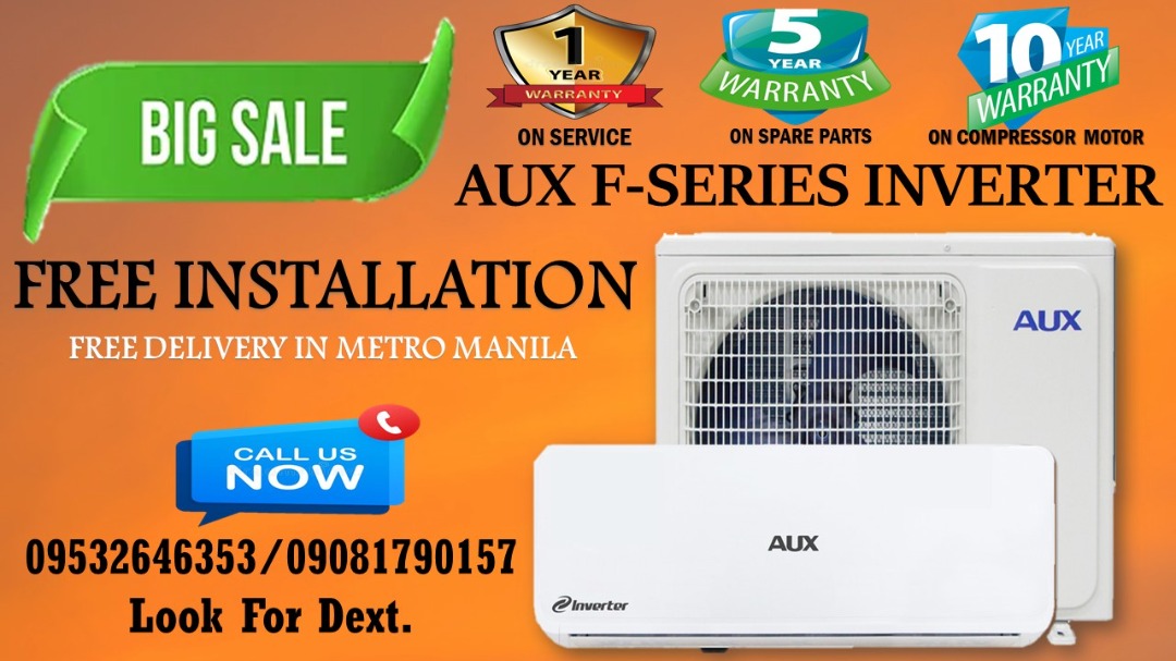 AUX F-SERIES SPLIT TYPE AIRCON BRAND NEW SEALED WITH FREE INSTALLATION ...