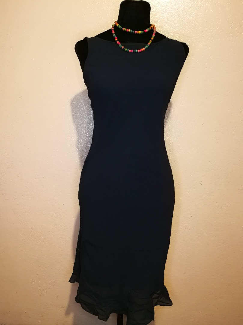 Basic black dress and basic striped office polo, Women's Fashion ...