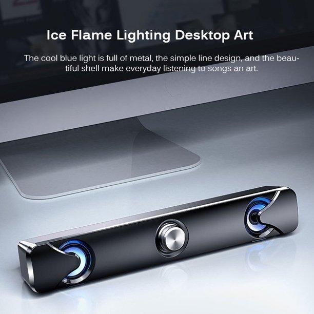 Bluetooth Computer Speakers with LED Light 3.5mm Audio Cable Wired ...