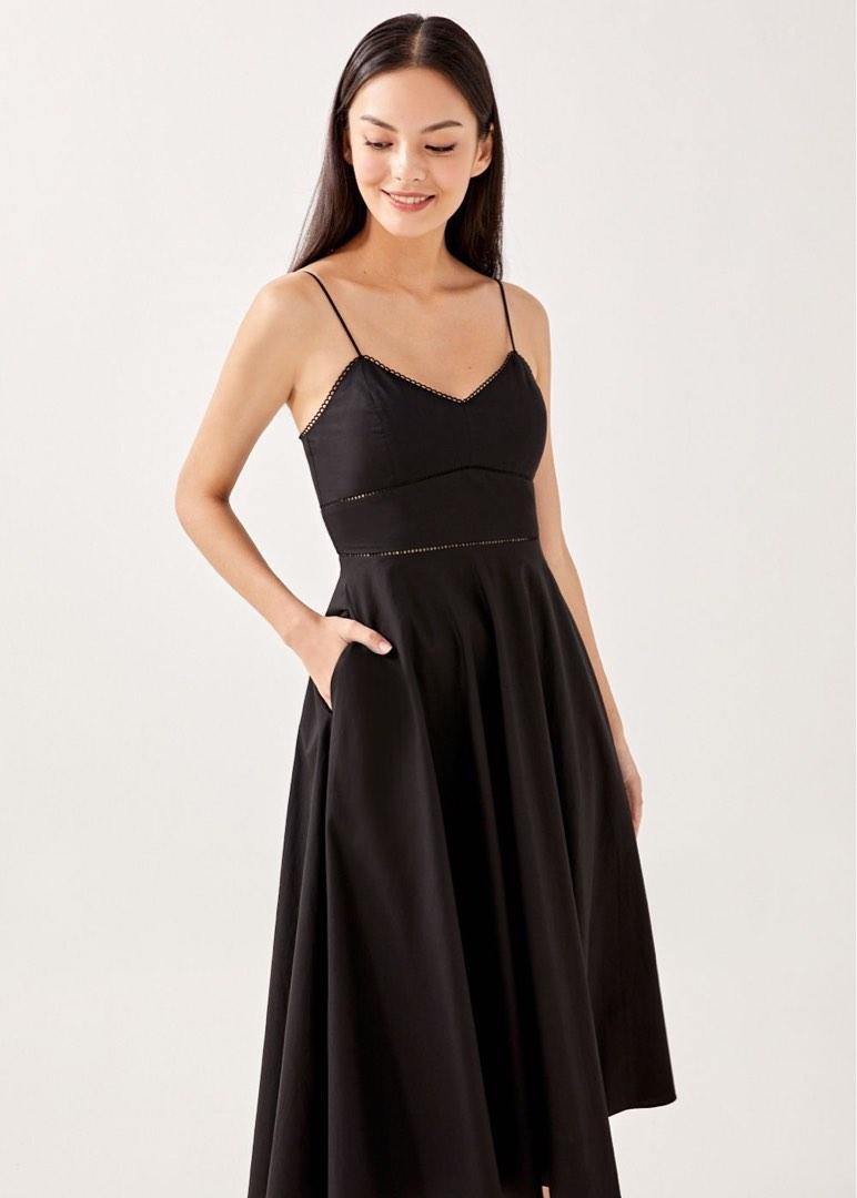 BNWT LB EVALINA LADDER TRIM MIDI DRESS IN BLACK, Women's Fashion ...