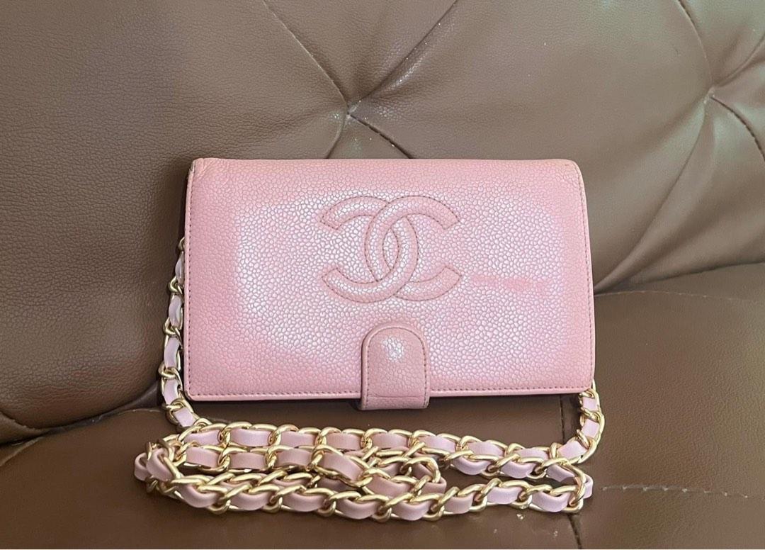 CHANEL PINK WALLET WITH PROVIDED chain, Luxury, Bags & Wallets on Carousell