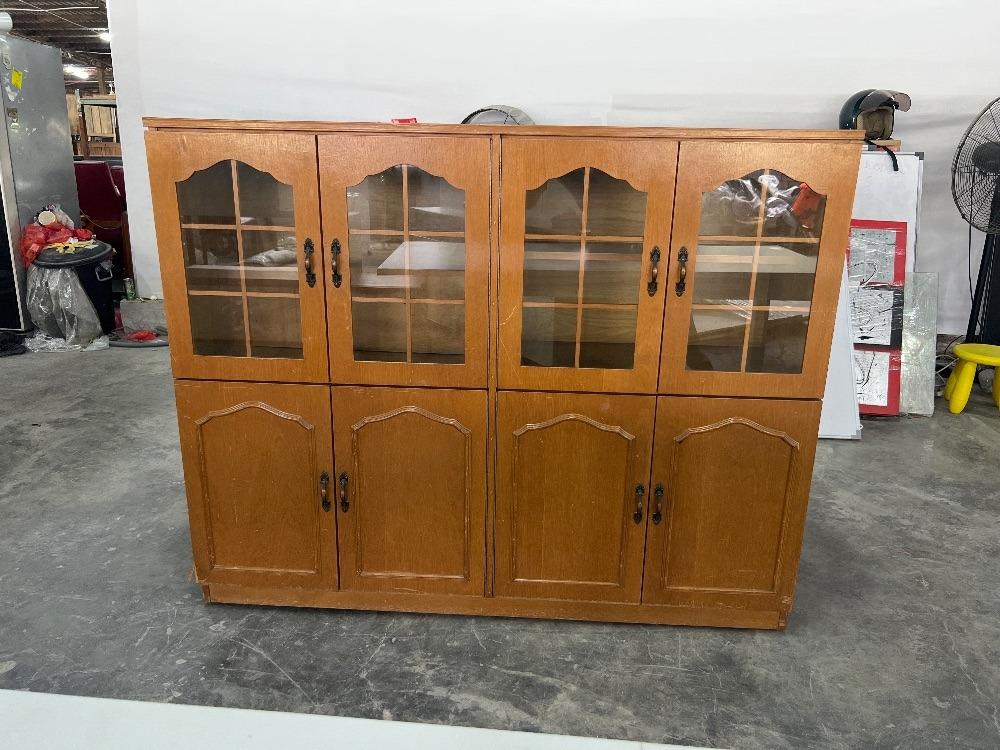 Classic Wooden 4 Doors Display Cabinet Brown Colour / Kabinet Paparan 4 ...
