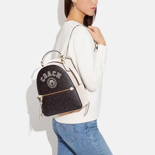 Coach Jordyn Backpack In Signature Canvas With Varsity Motif, Women's ...