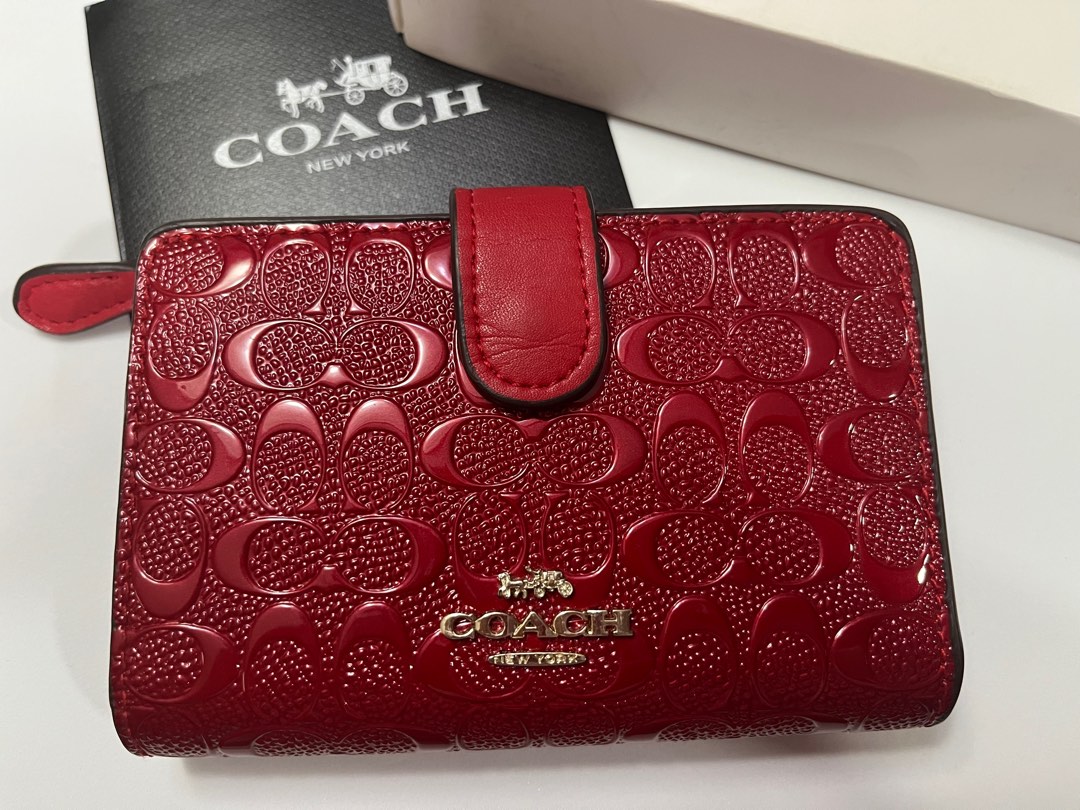 Coach Red Leather Wallet, Women's Fashion, Bags & Wallets, Wallets ...