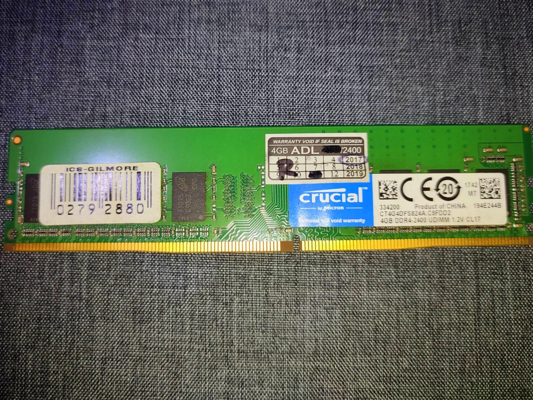 Crucial ddr4 2400mhz 4gb ram for desktop, Computers & Tech, Parts ...