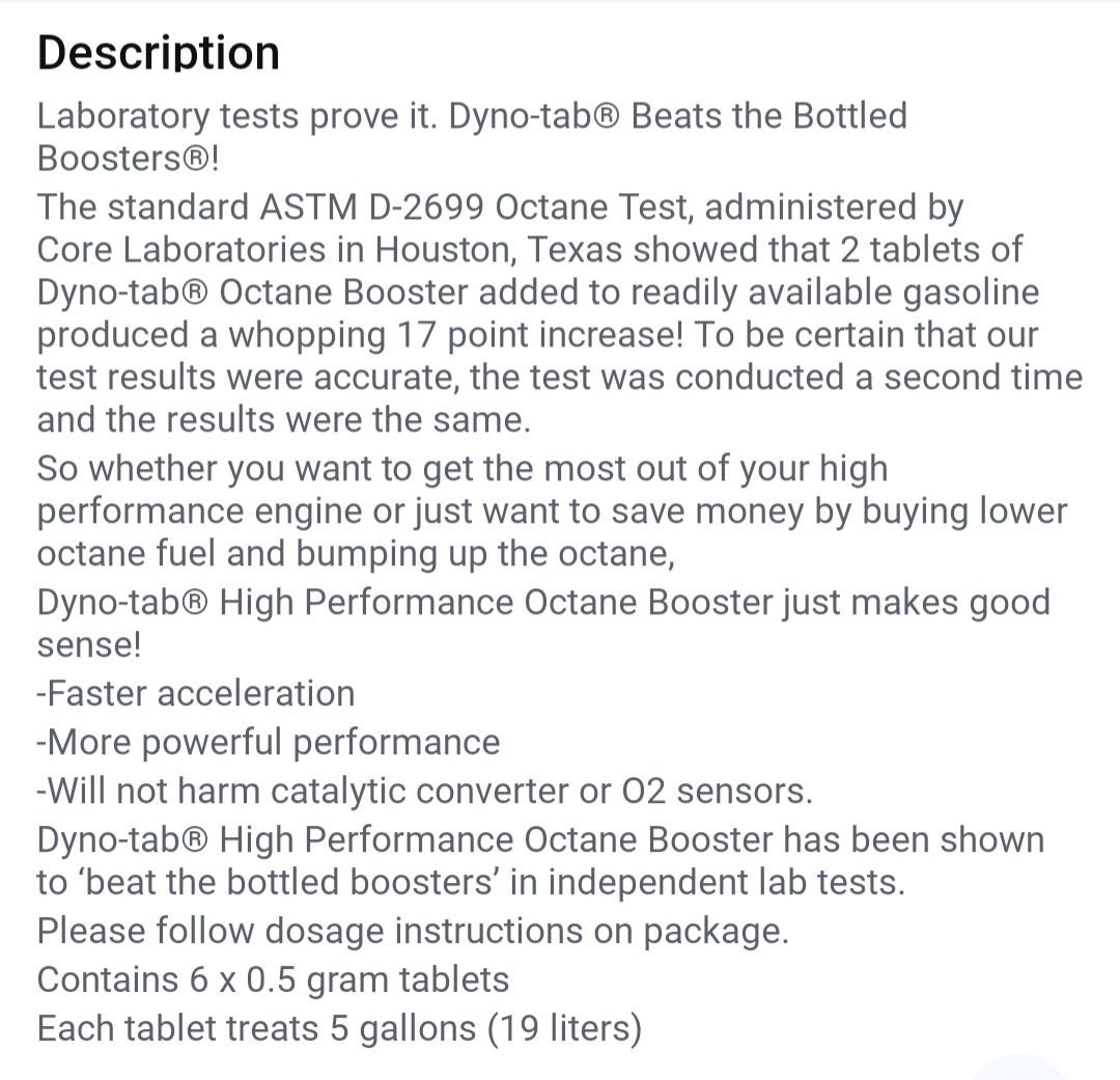 DYNO-TAB Ultra Plus Fuel Booster 6 Tab Card, Car Accessories, Car ...