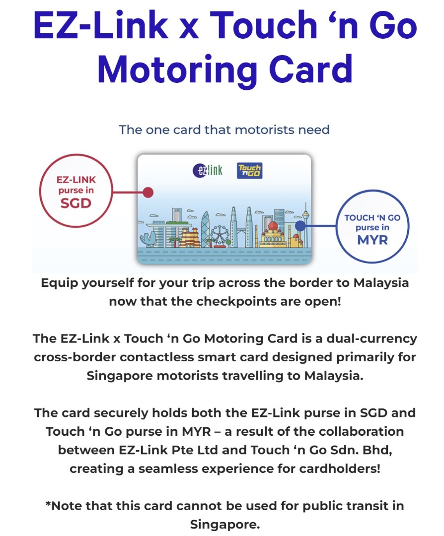 EZ-Link x Touch 'n Go Motoring Card, Car Accessories, Accessories on ...