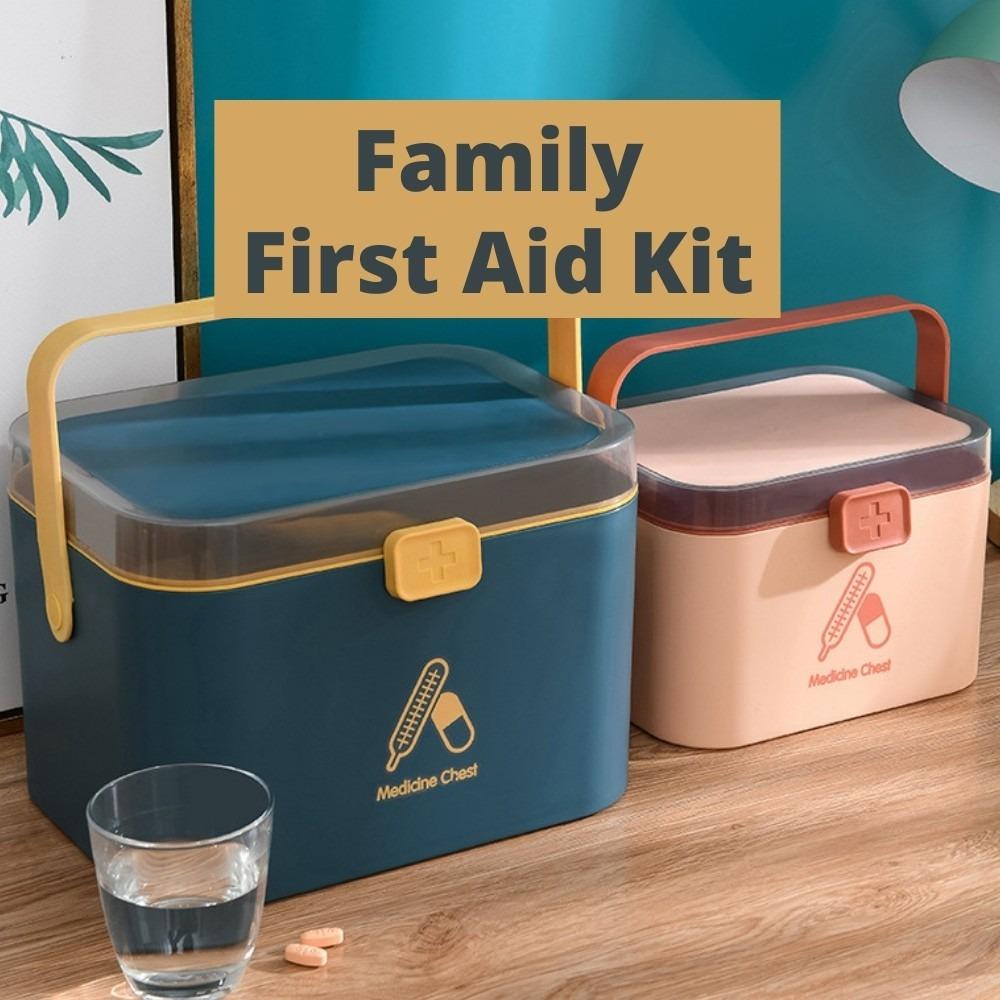 Family First Aid Kit Emergency Medicine Plastic Craft Lockable Storage ...