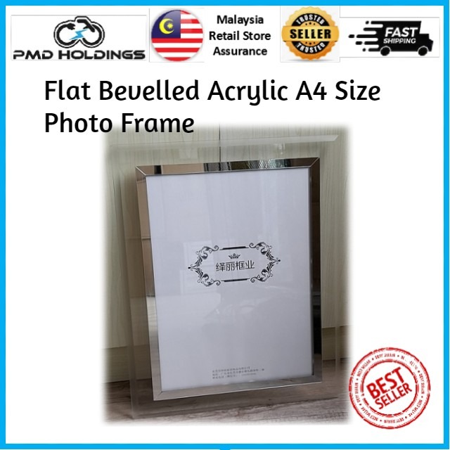 Flat Bevelled Acrylic A4 Size Photo Frame With Silver Border (Code ...