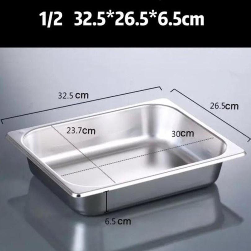 Food Pan Gastronom 1/2 6,5 cm Stainless Inside Insert 1/2 dan PAN cover (2 set), Kitchen ...