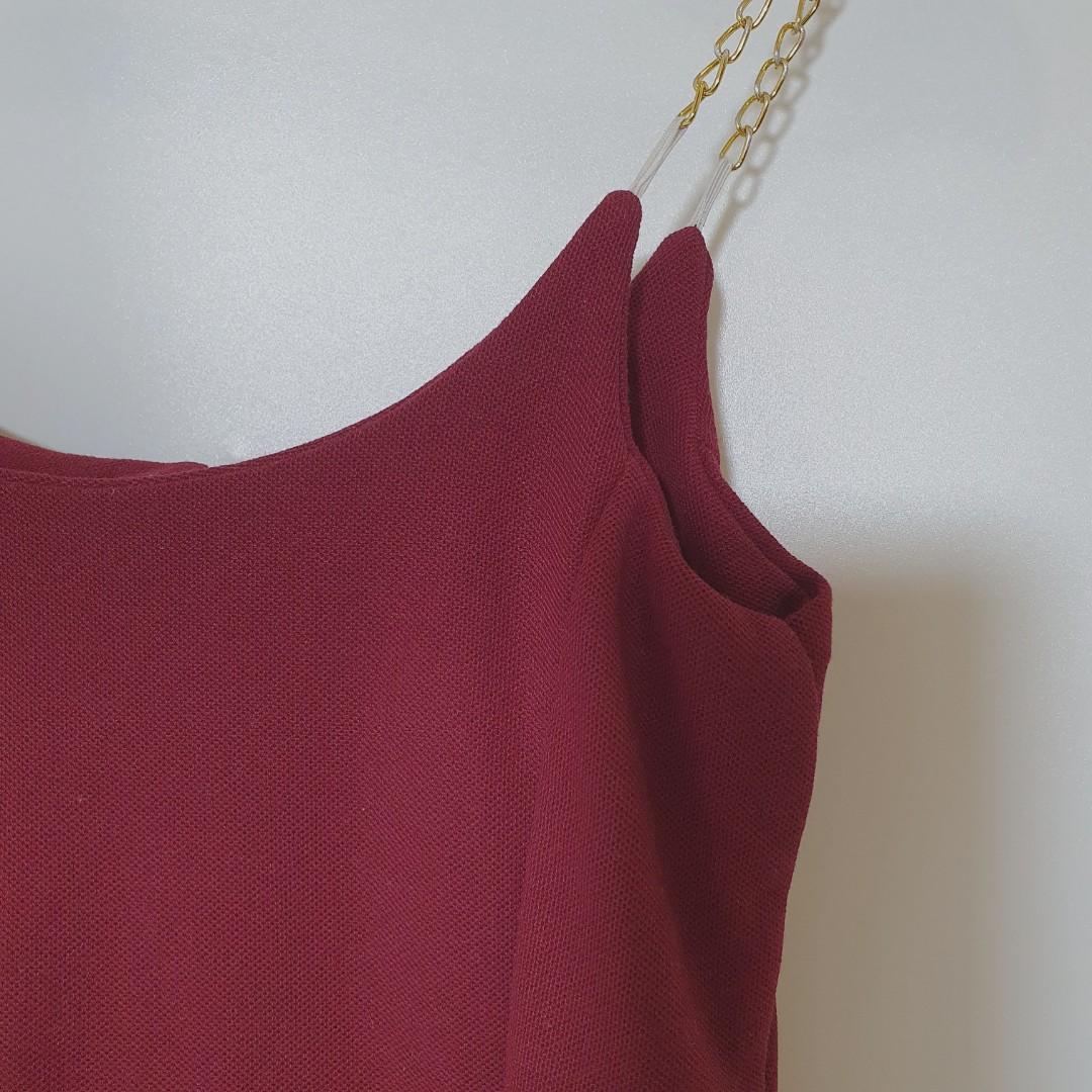 Gold chain red dress, Women's Fashion, Dresses & Sets, Dresses on Carousell
