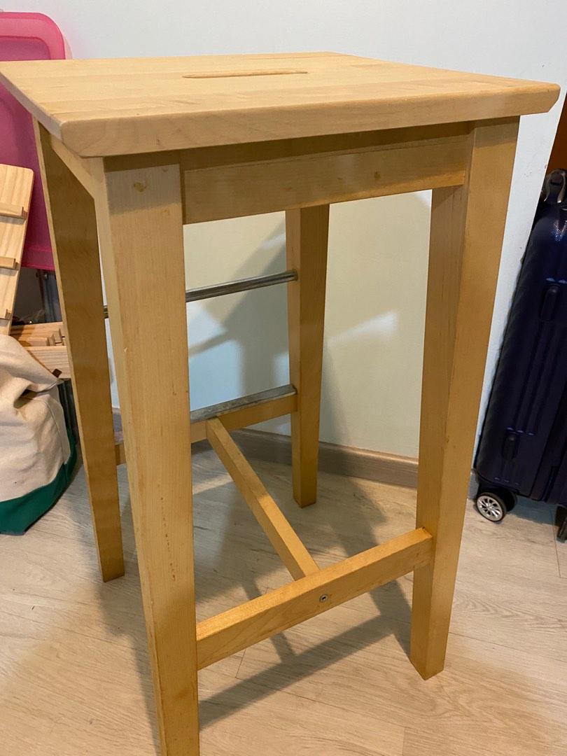 IKEA High Wooden Bar Stool, Furniture & Home Living, Furniture, Chairs ...