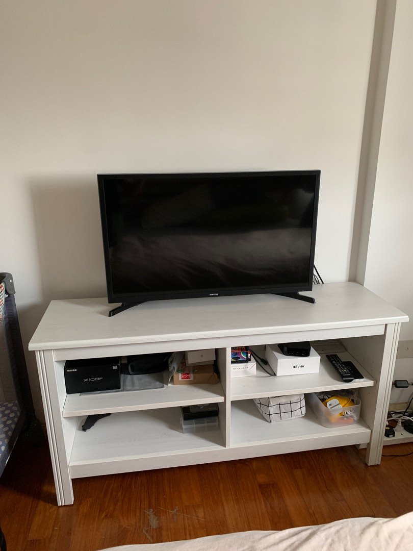 Ikea white Brusali tv bench 120x36x62cm, Furniture & Home Living ...